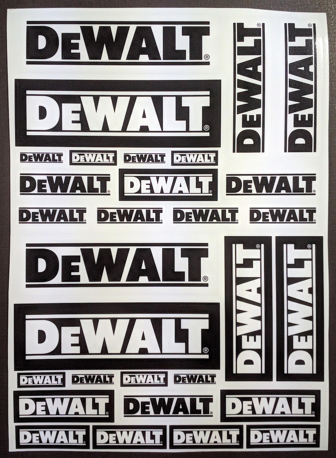 Dewalt Sticker Set, Decals, Graphic Stickers, Laminated, BLACK/WHITE - Etsy