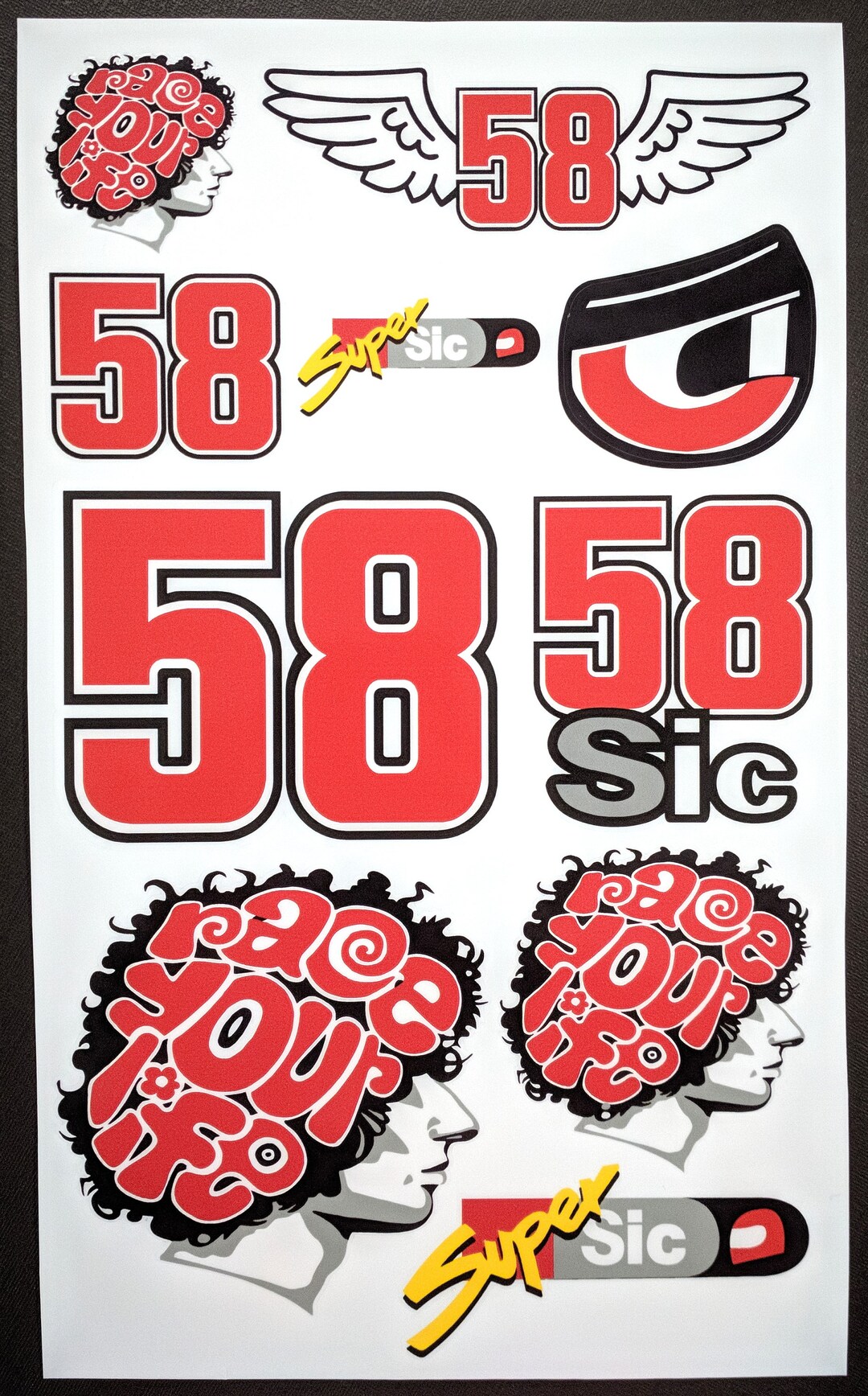Simoncelli Frame 58 Super Sic Decal Set 10 Motogp Laminated Stickers - Etsy