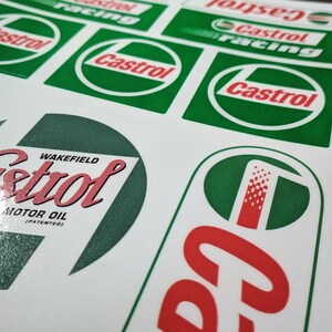 Sticker Sheet Laminated Castrol Racing Car Sponsor Decal Set 11 ...