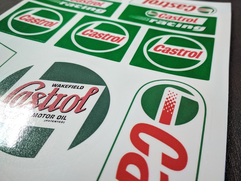 Sticker Sheet Laminated Castrol Racing Car Sponsor Decal Set 11 ...