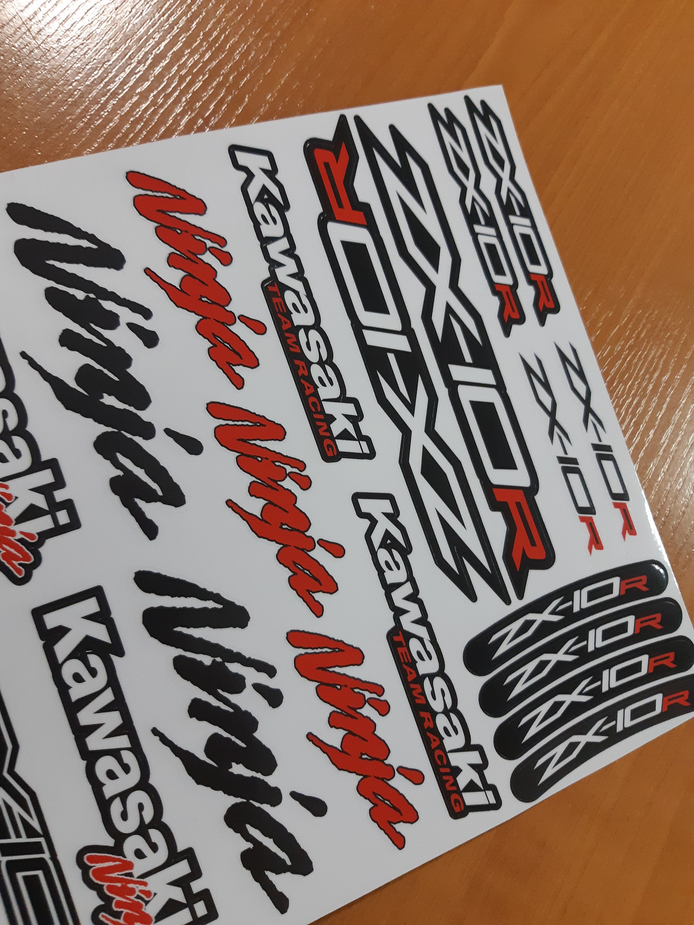 ZX-10R Ninja Motorcycle Racing Decals Stickers Set ZX10R ZXR Red ...