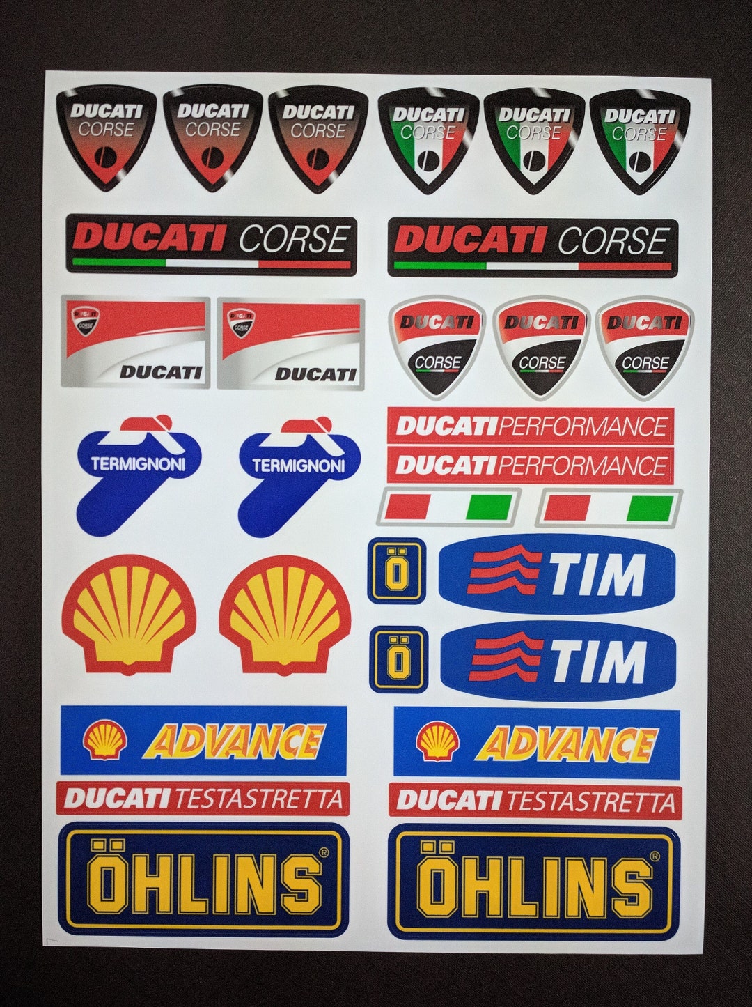 DUCATI Corse, OHLINS, TIM, Advance, Termignoni Stickers Set - Etsy