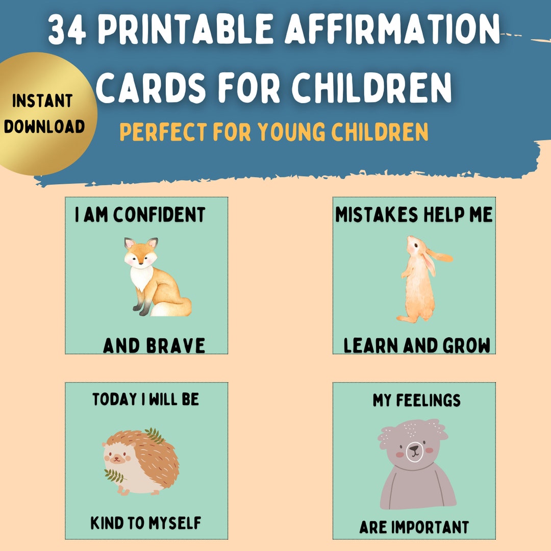 Daily Affirmation Cards for Kids, Positive Quote Flash Cards, Children ...