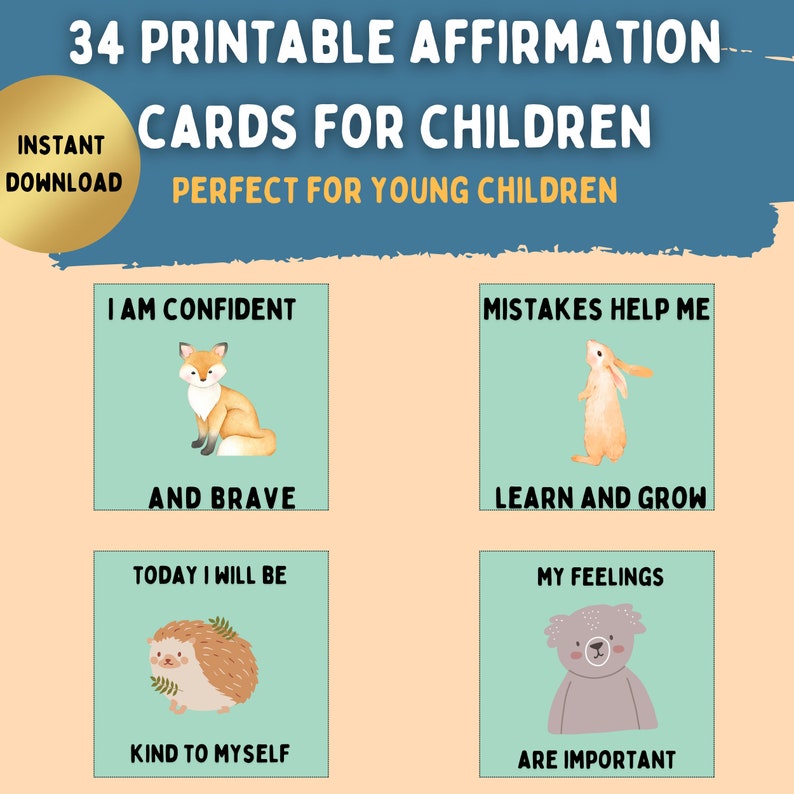 Daily Affirmation Cards for Kids, Positive Quote Flash Cards, Children ...