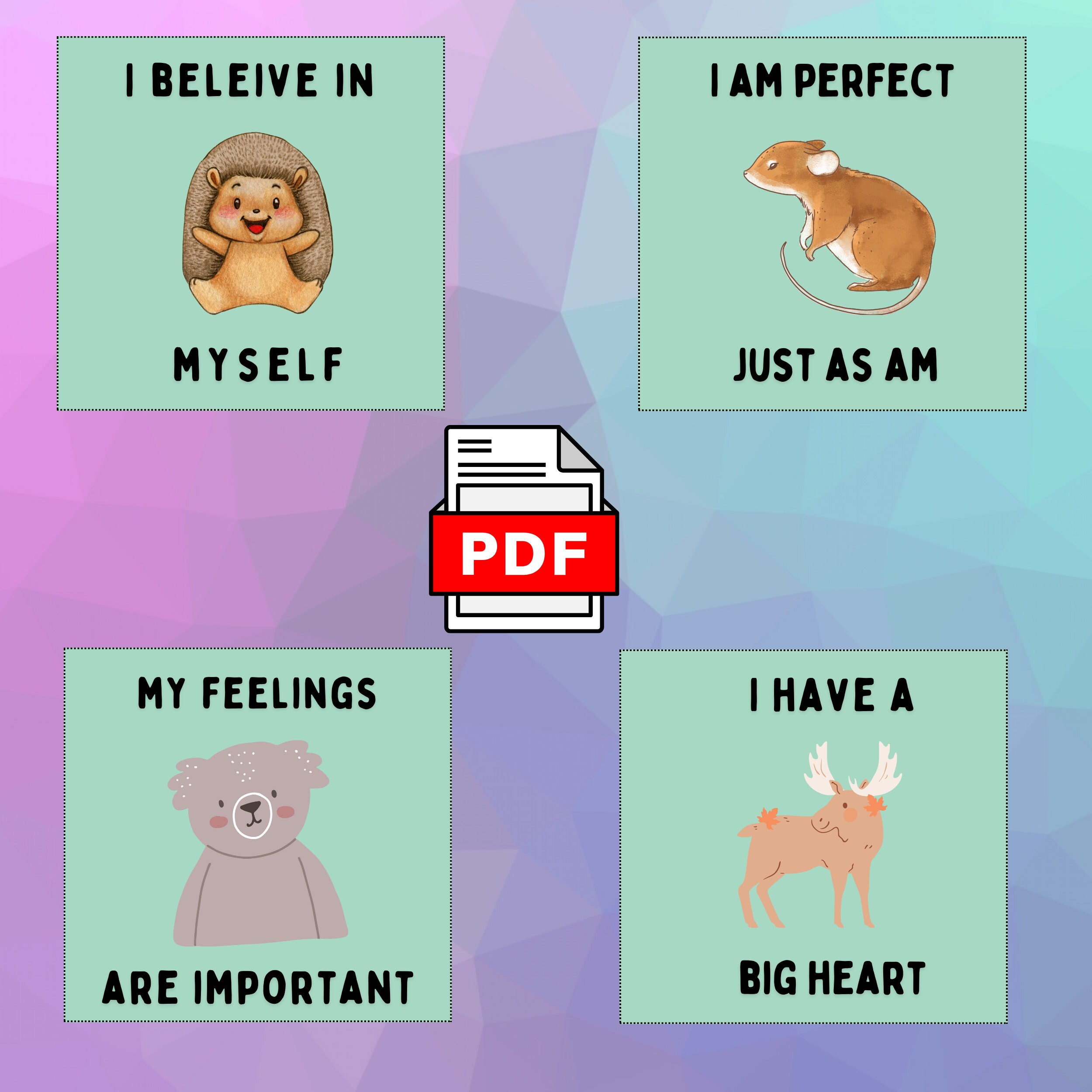 Daily Affirmation Cards for Kids, Positive Quote Flash Cards, Children ...