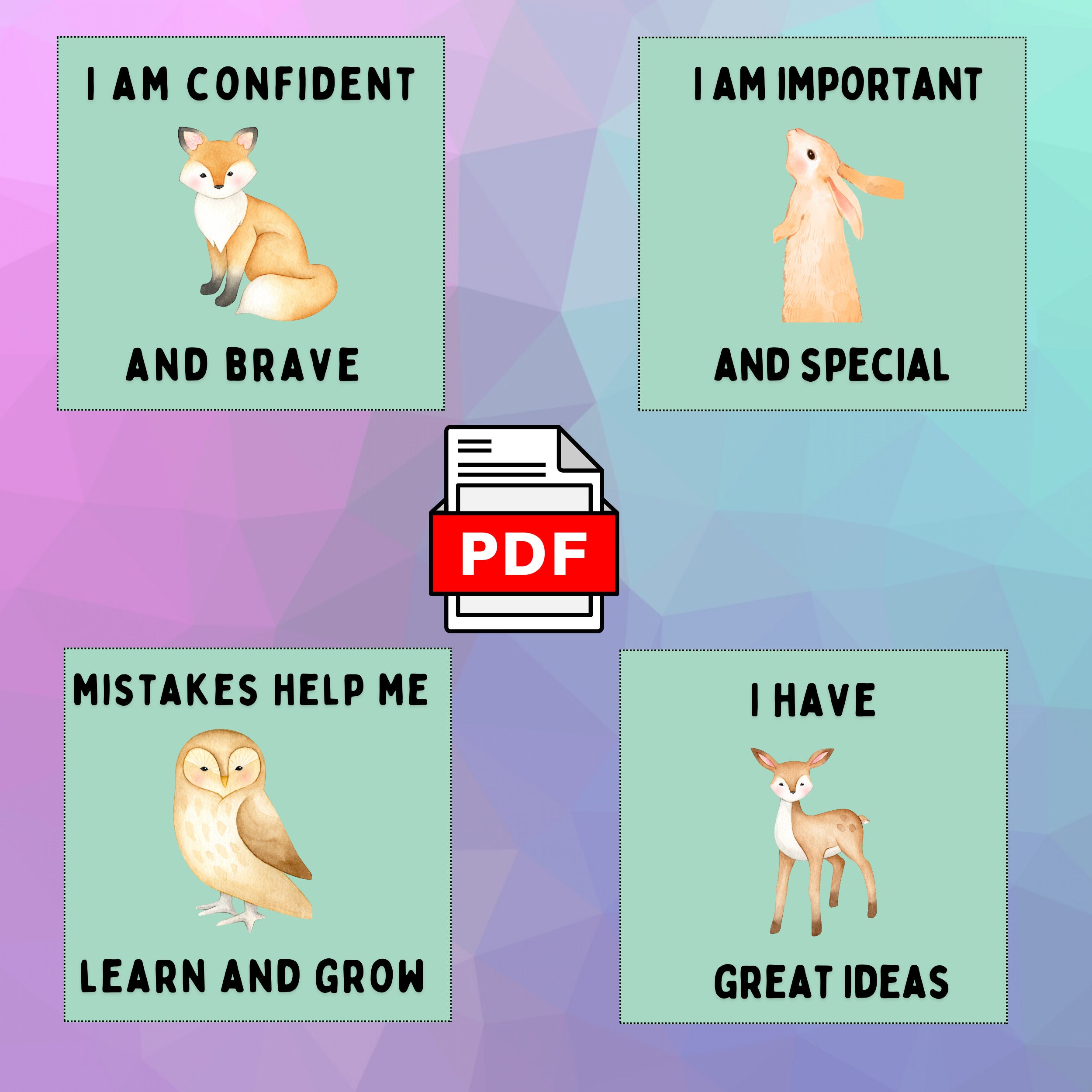 Daily Affirmation Cards for Kids, Positive Quote Flash Cards, Children ...