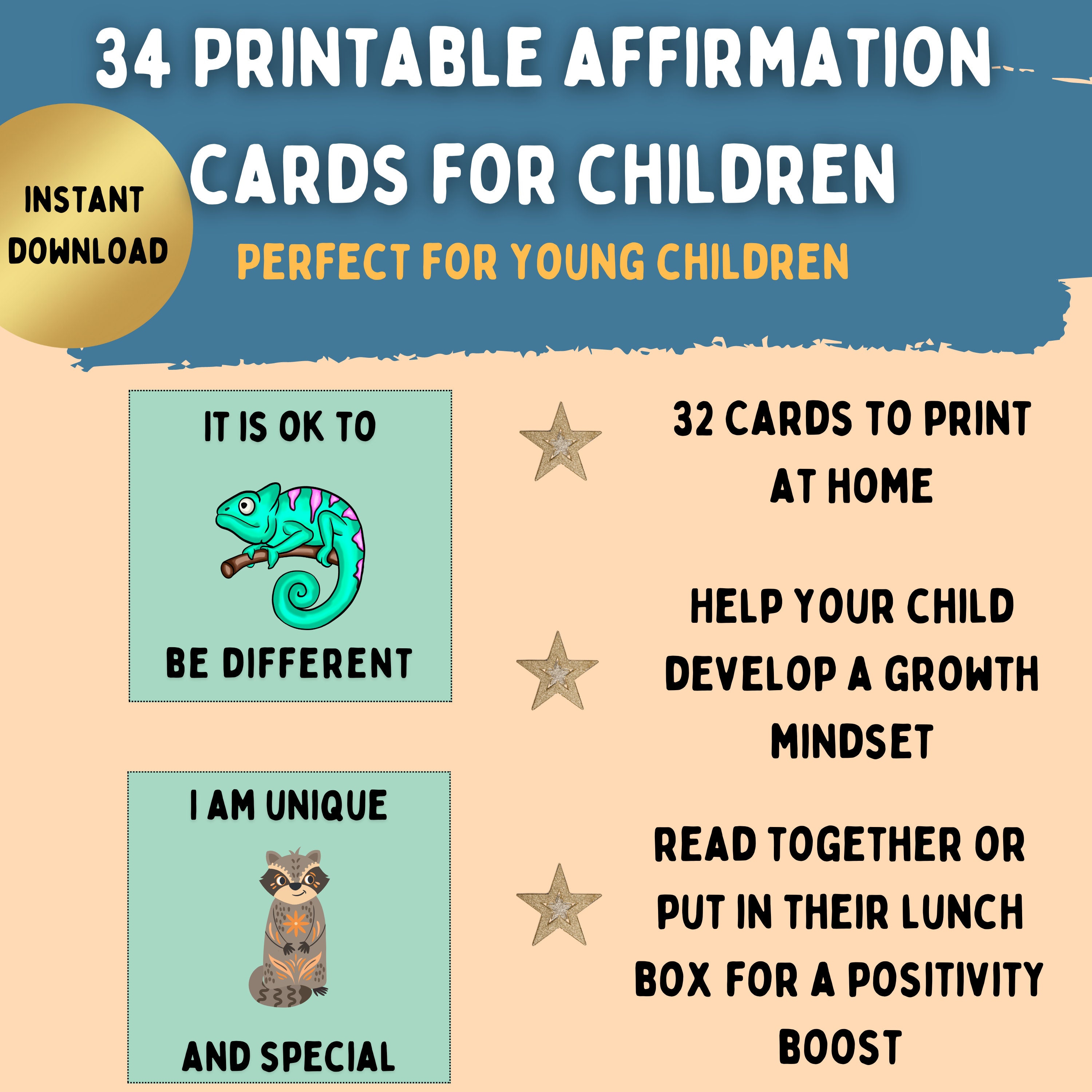 Daily Affirmation Cards for Kids, Positive Quote Flash Cards, Children ...