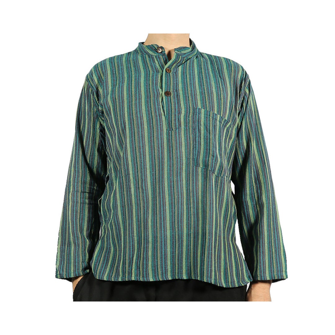 Nepalese Cotton Handmade Striped Grandad Shirt - Batch 1 - Etsy UK