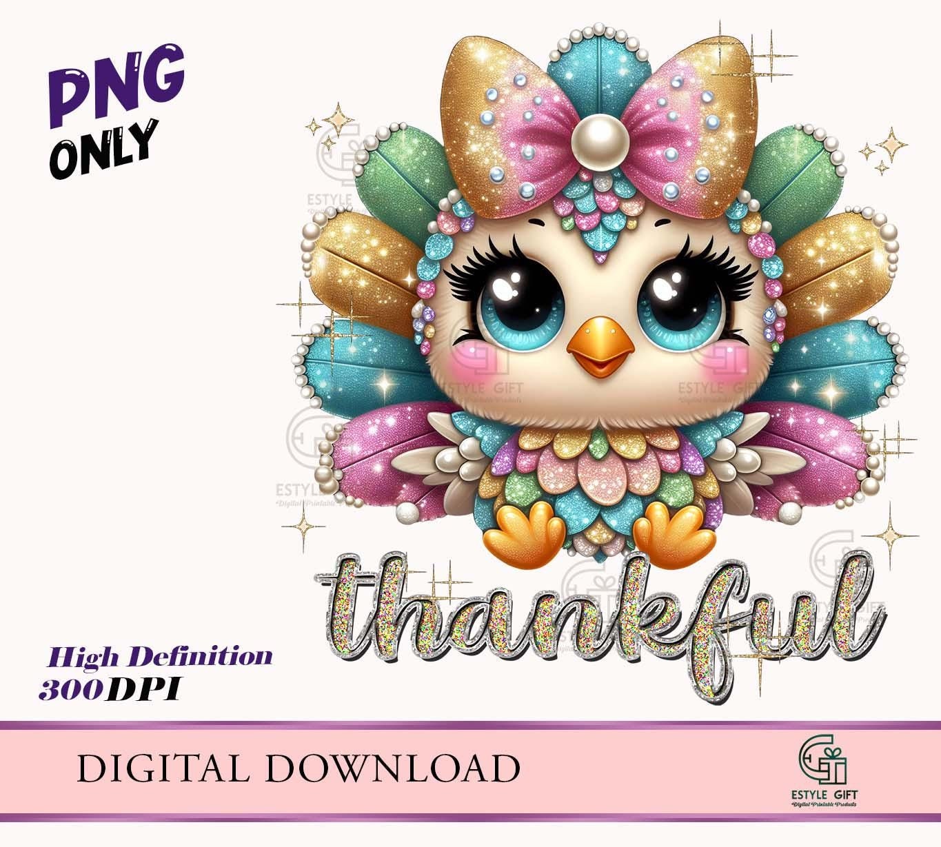 Sparkle Thanksgiving Turkey Design Png, Thankful Design, Halloween ...