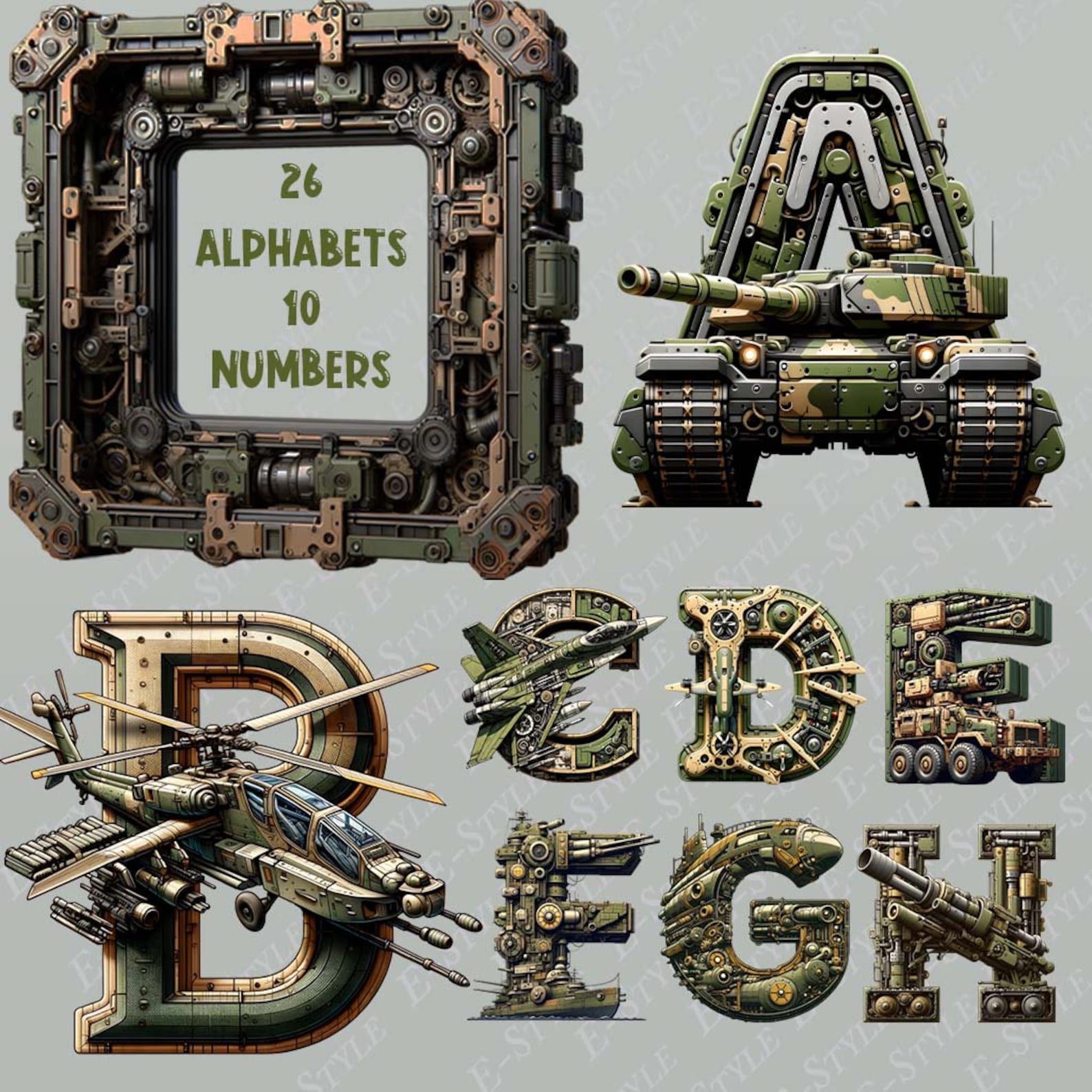 Military Alphabets PNG | Sublimation and DTF | High-quality Digital ...