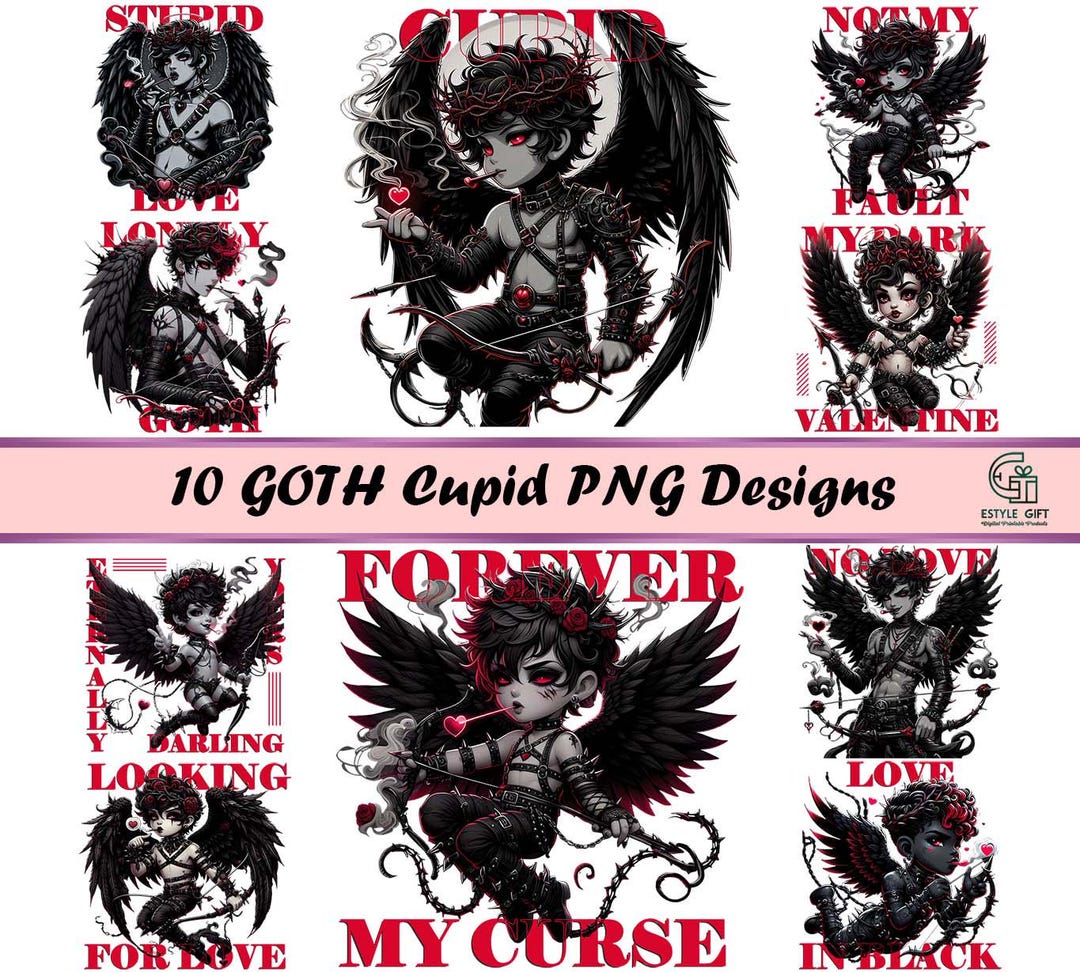 10 Dark Valentines Day PNG, Gothic Love Printable, Anti-valentines Day ...