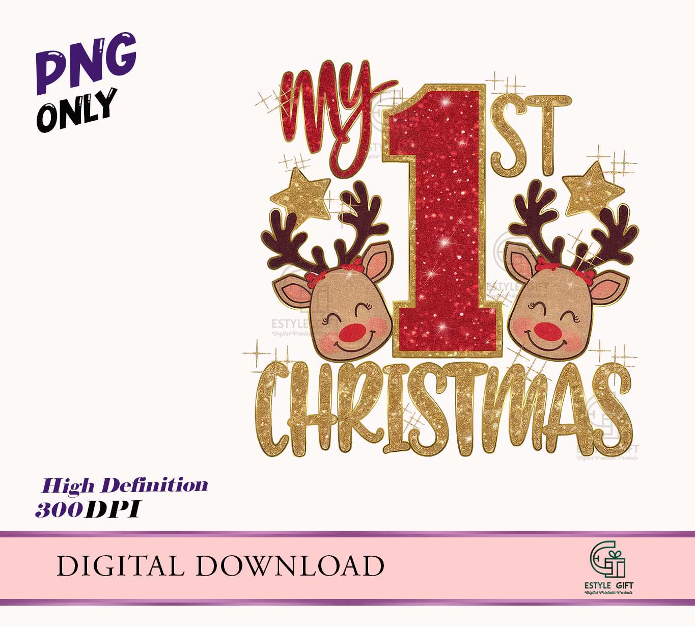 My First Christmas PNG, Christmas Birthday Png, Girly Christmas Png ...