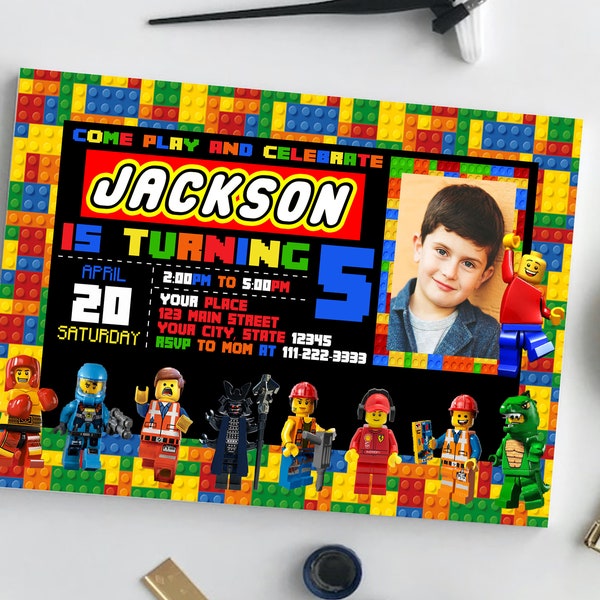 Legos Birthday Invitations - Etsy