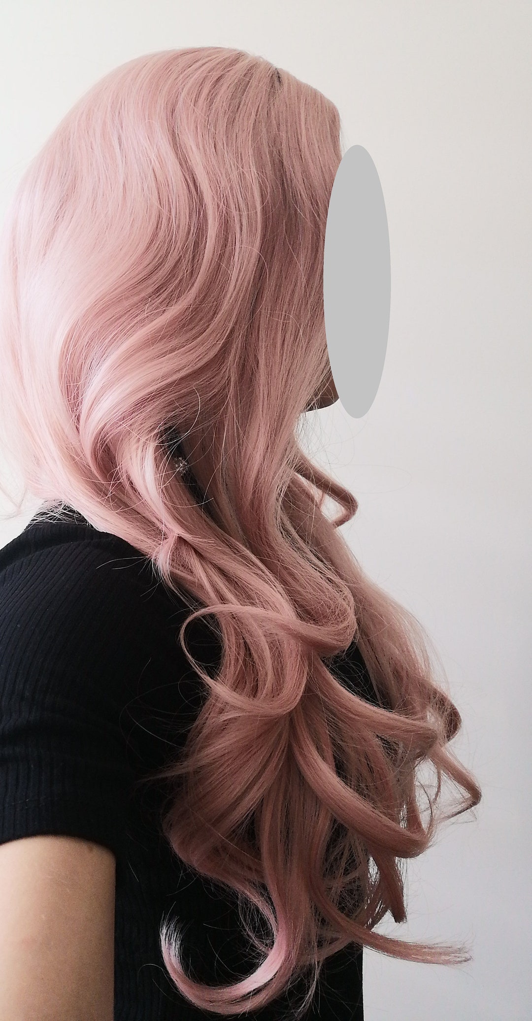 Long Wavy Pink Synthetic Wig for Women Heat Resistant Ombre Natural ...