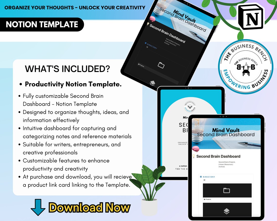 TBB Mind Vault Second Brain Dashboard Notion Template Organize Your ...
