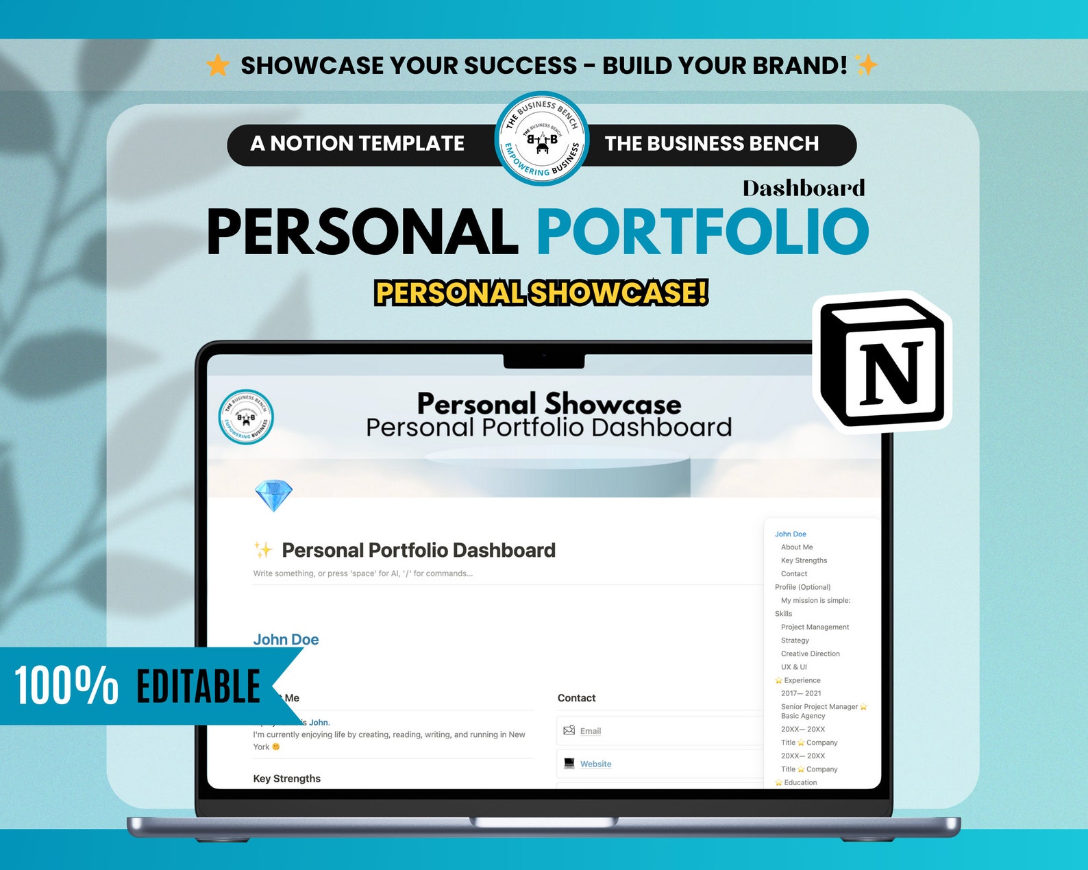 TBB Personal Showcase - Personal Portfolio Dashboard | Notion Template ...