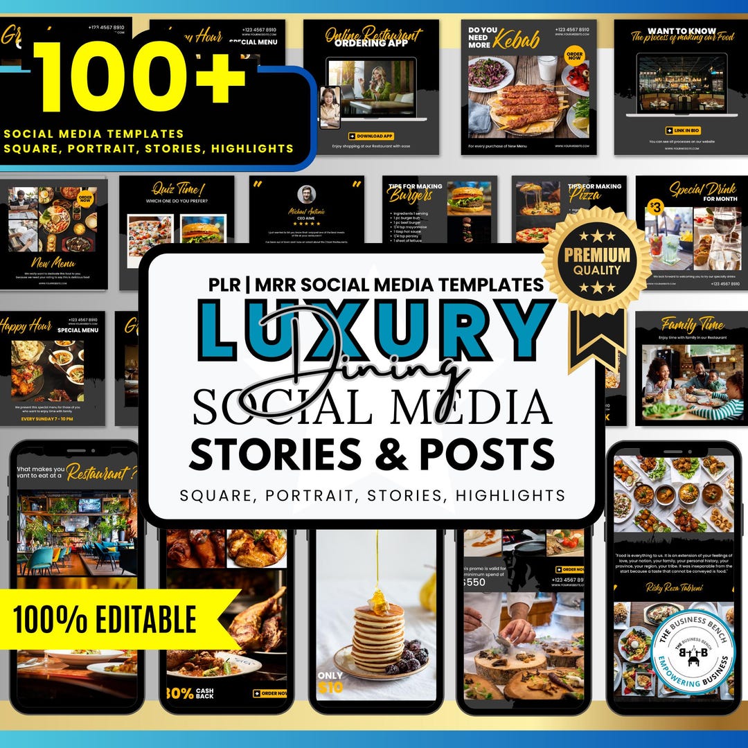 Luxury Food Restaurant Business, Social Media Manager Templates ...