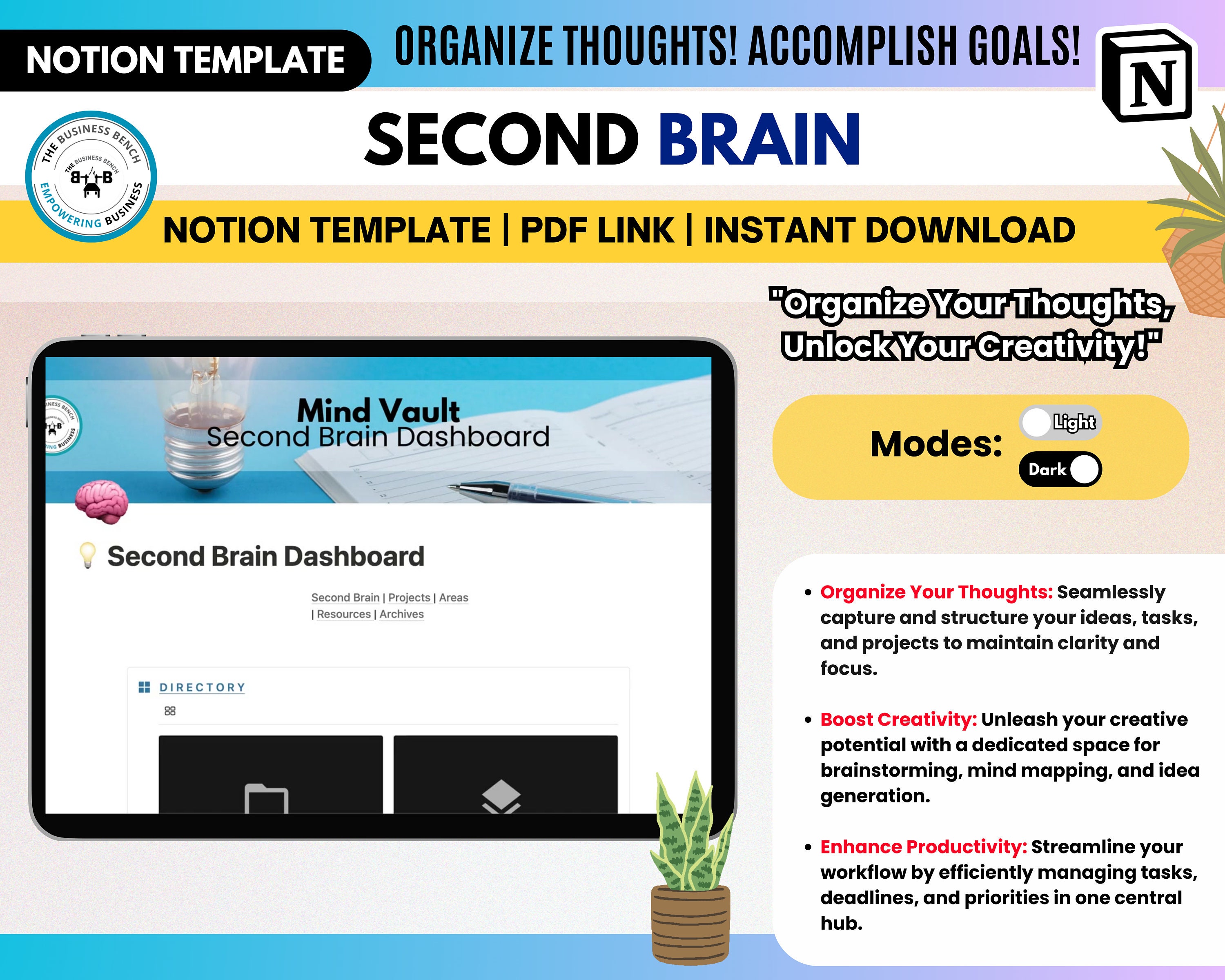 TBB Mind Vault | Second Brain Dashboard | Notion Template | Organize Your Thoughts & Unlock Your ...
