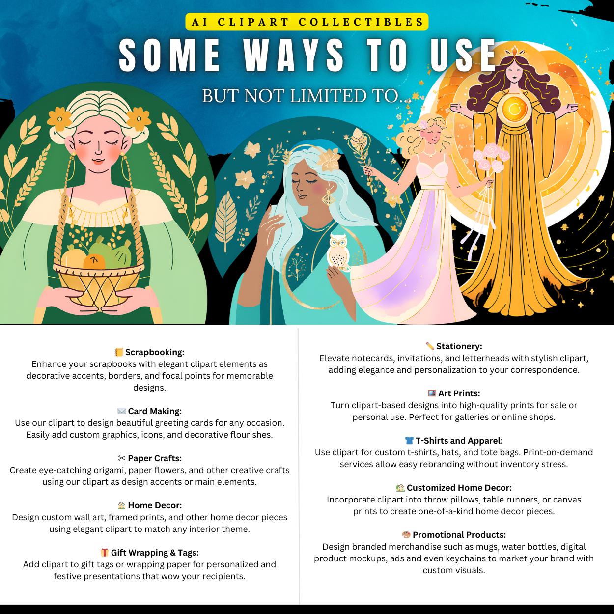 Greek Mythology Goddess Women Empowerment Clipart - Work From Home, PLR ...