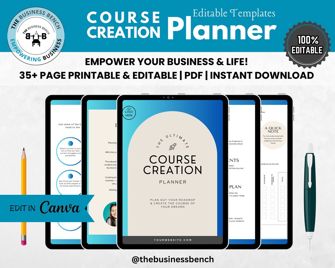 Modern Minimal Course Creation Planner Template - Editable & Printable - Canva Compatible ...