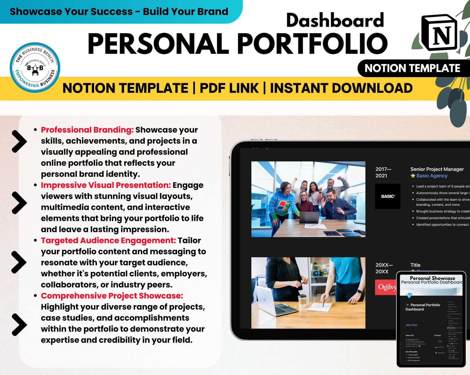 TBB Personal Showcase - Personal Portfolio Dashboard | Notion Template ...
