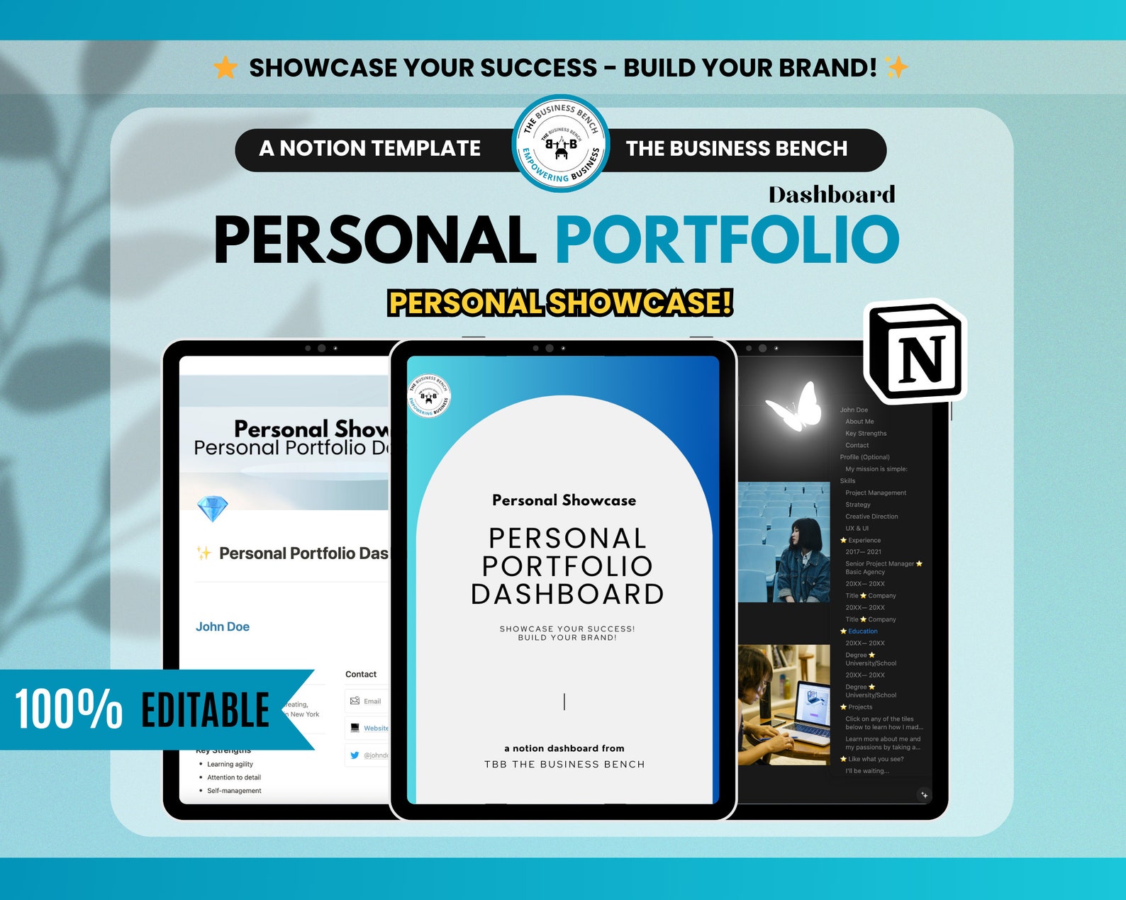 TBB Personal Showcase - Personal Portfolio Dashboard | Notion Template ...