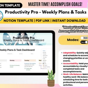 TBB Productivity Pro - Weekly Plans & Tasks Dashboard | Notion Template ...