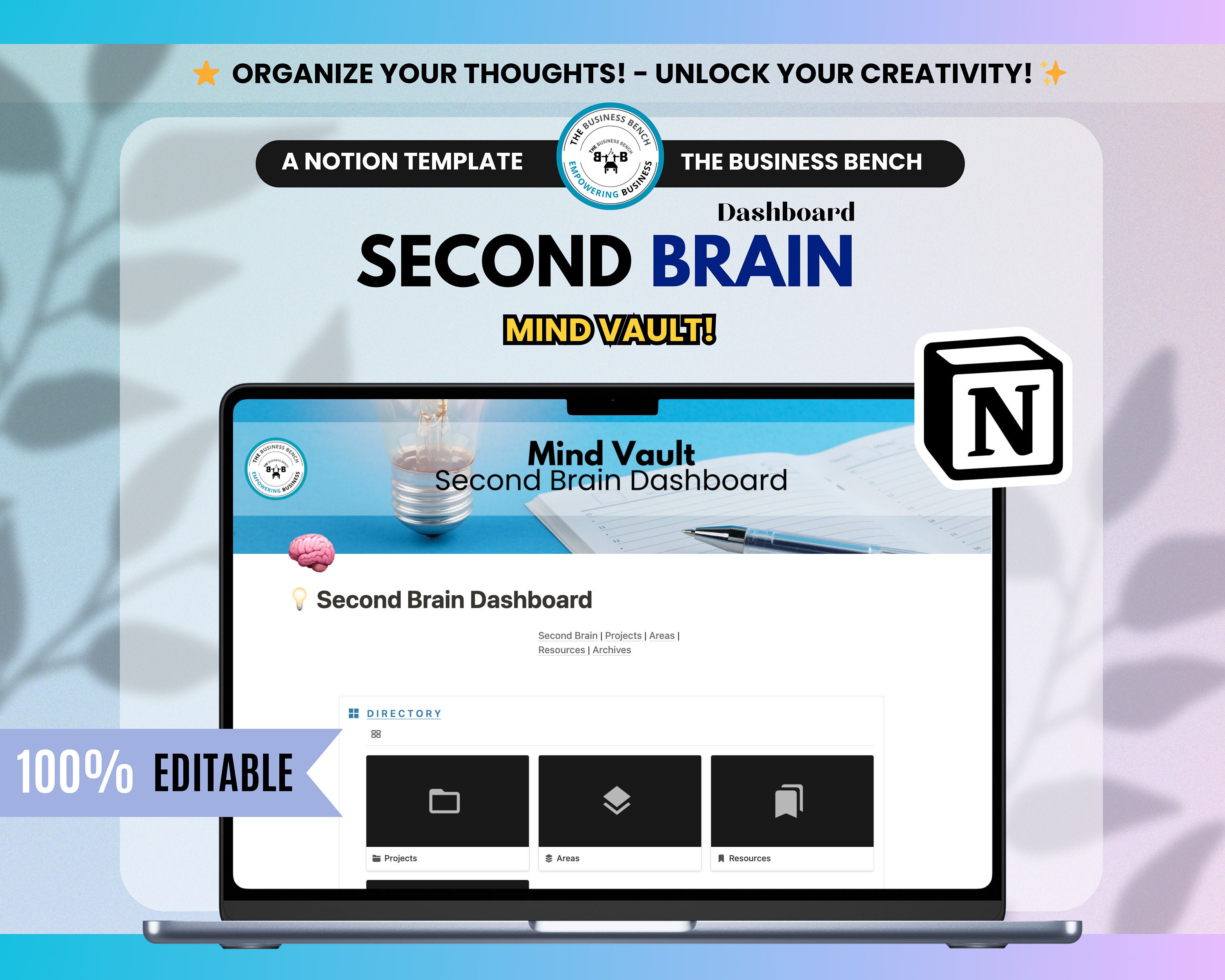 TBB Mind Vault | Second Brain Dashboard | Notion Template | Organize ...