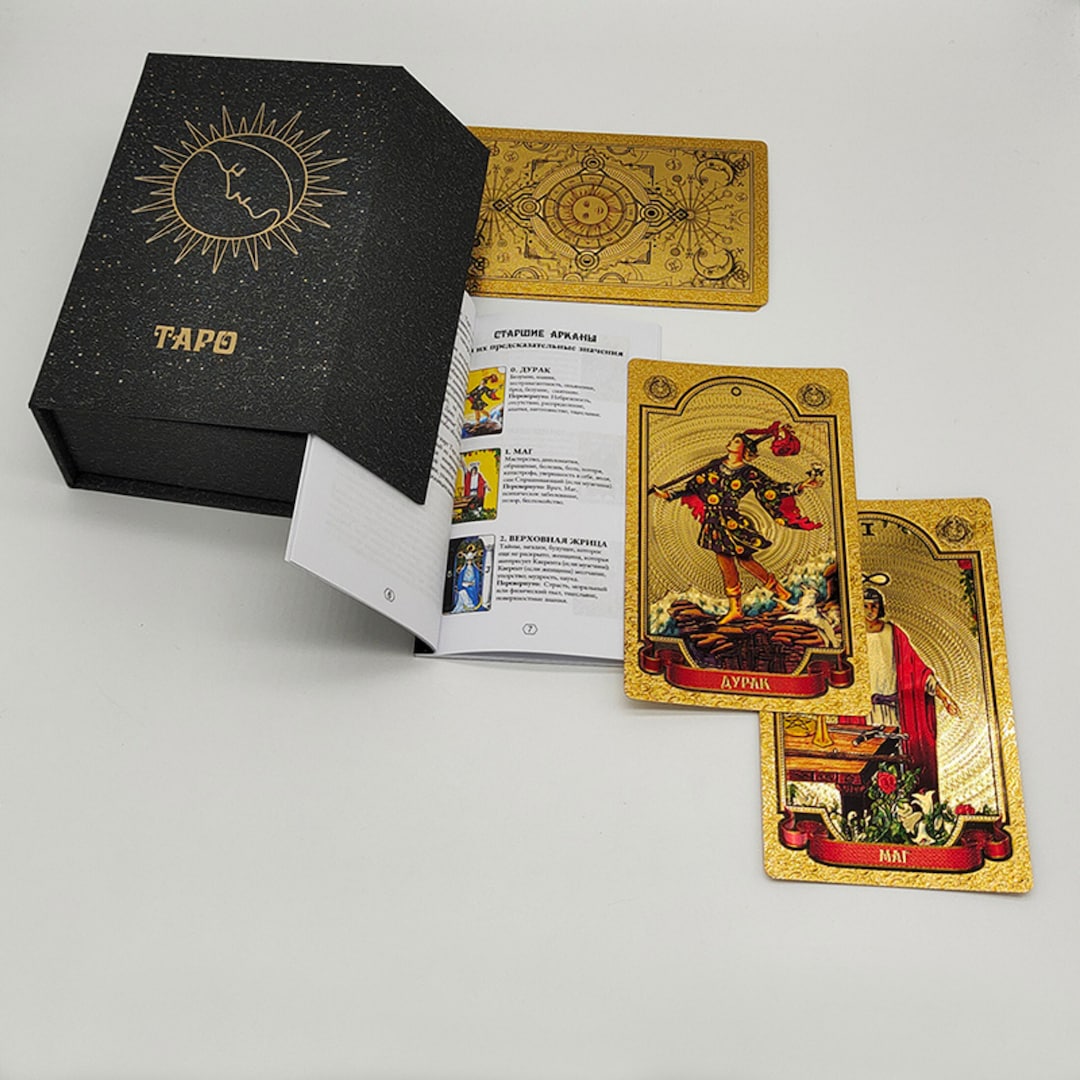 High Quality Gold Foil Unique Tarot Deck 712 Cm RUSSIAN Tarot Deluxe ...