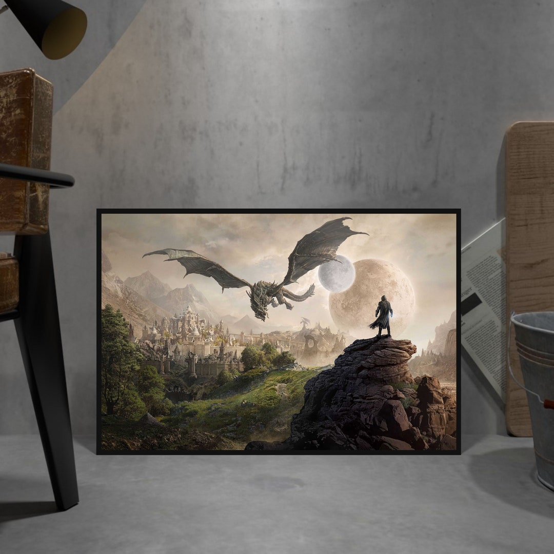 The Elder Scrolls V Skyrim Poster, Dragonborn Wall Art, Wall Decor ...