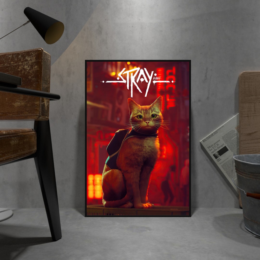 Stray Poster Cat Wall Art Wall Decor Rolled Canvas Print - Etsy