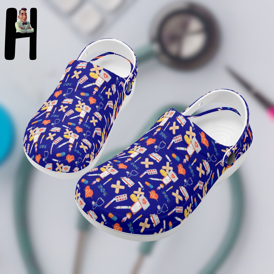 Nursing Navy Blue Clogs, Nurse Sandal Mule Shoes, Gift for Nurse ...
