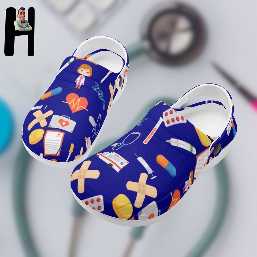 Nursing Appreciation Gift Clogs, Navy Blue Nurse Sandal Shoes, Gift for ...