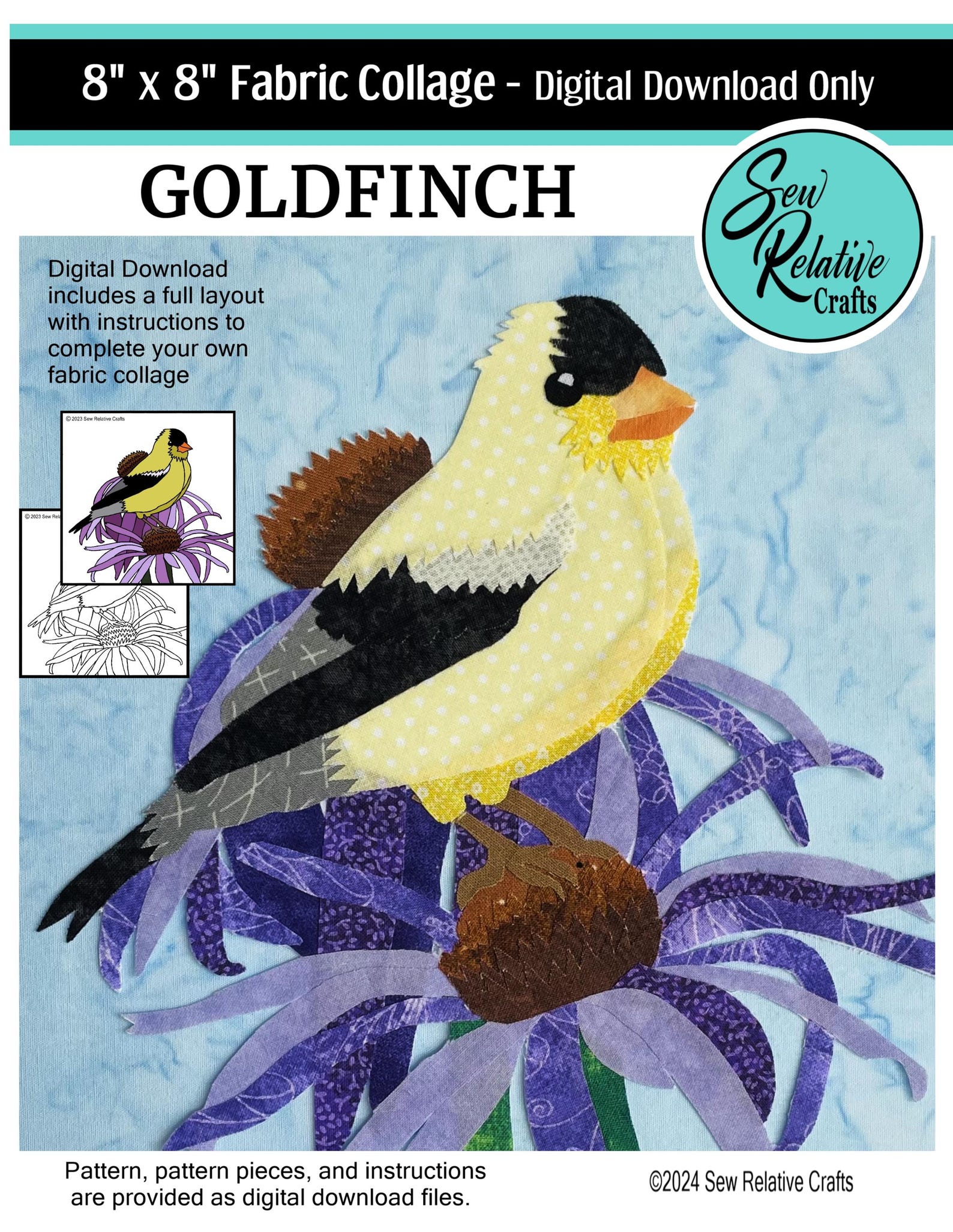 BIRD 4 Pack Fabric Collage Pattern - Etsy