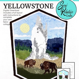 YELLOWSTONE National Park Fabric Collage Pattern - Etsy