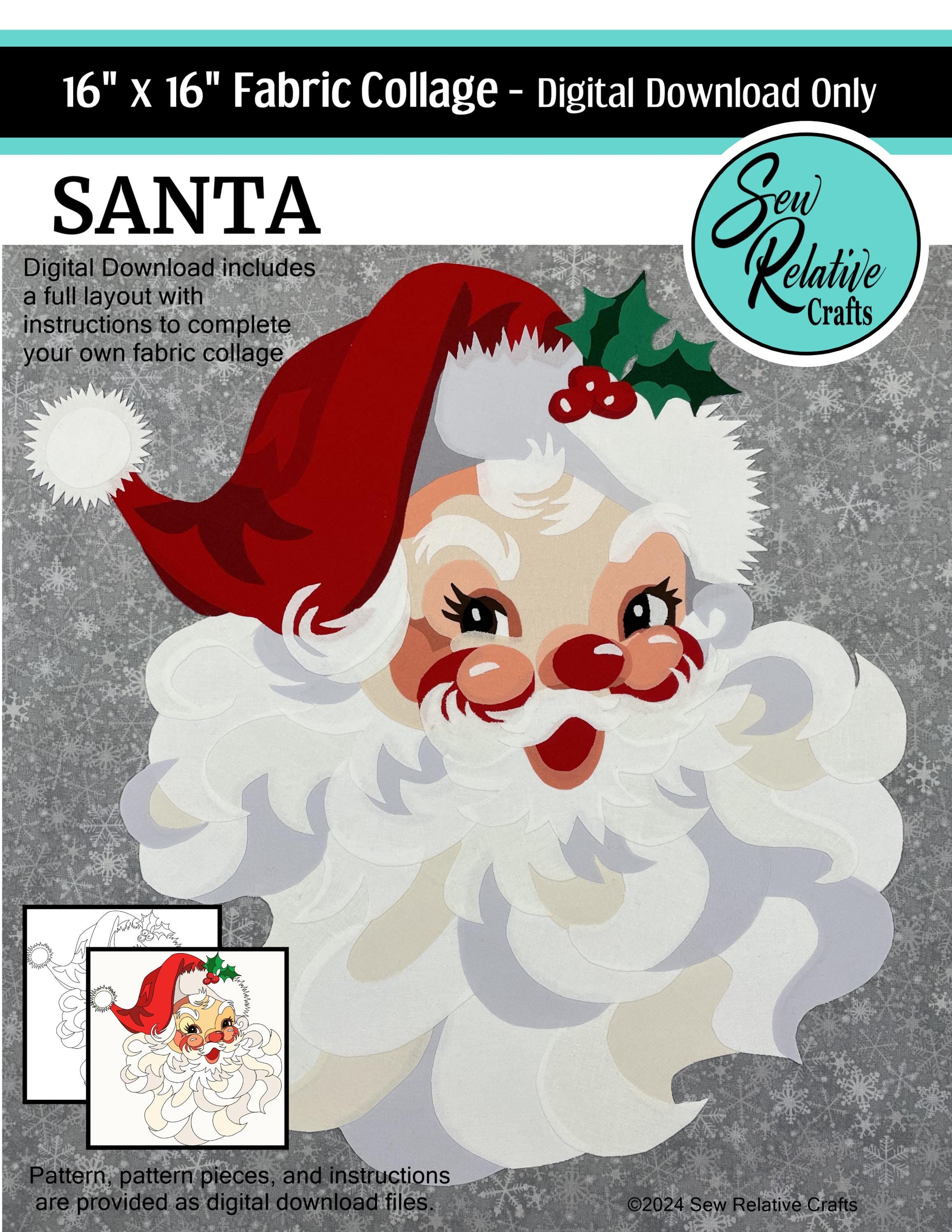 SANTA Fabric Collage Pattern - Etsy