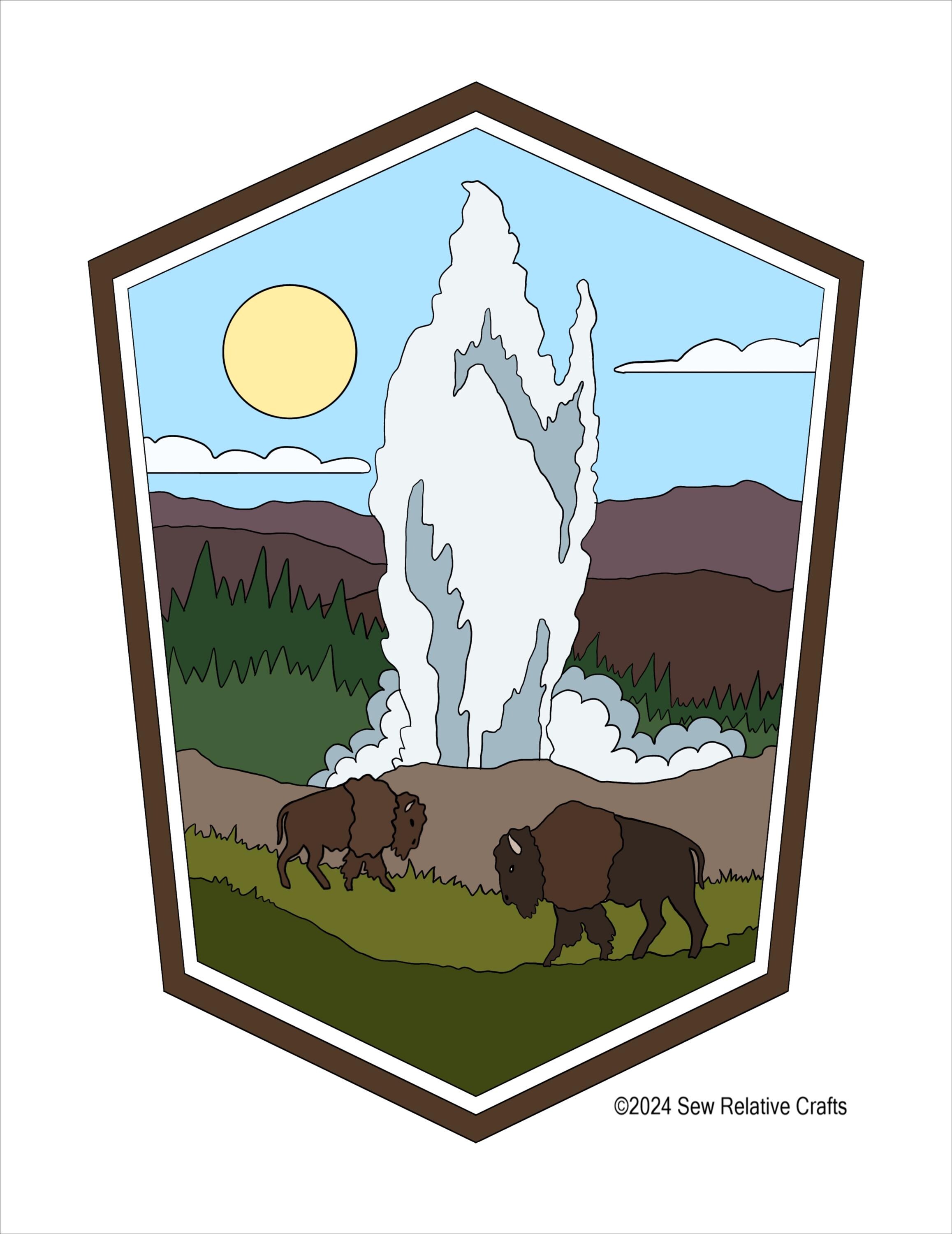 YELLOWSTONE National Park Fabric Collage Pattern - Etsy