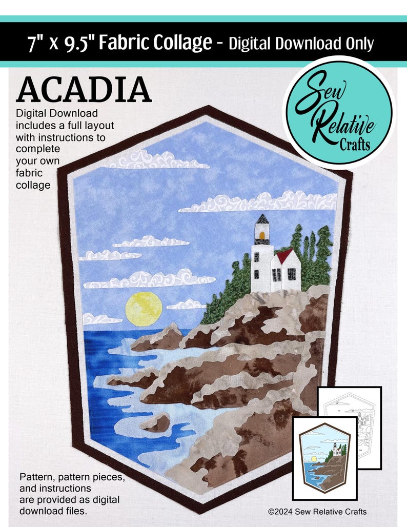 ACADIA National Park Fabric Collage Pattern - Etsy