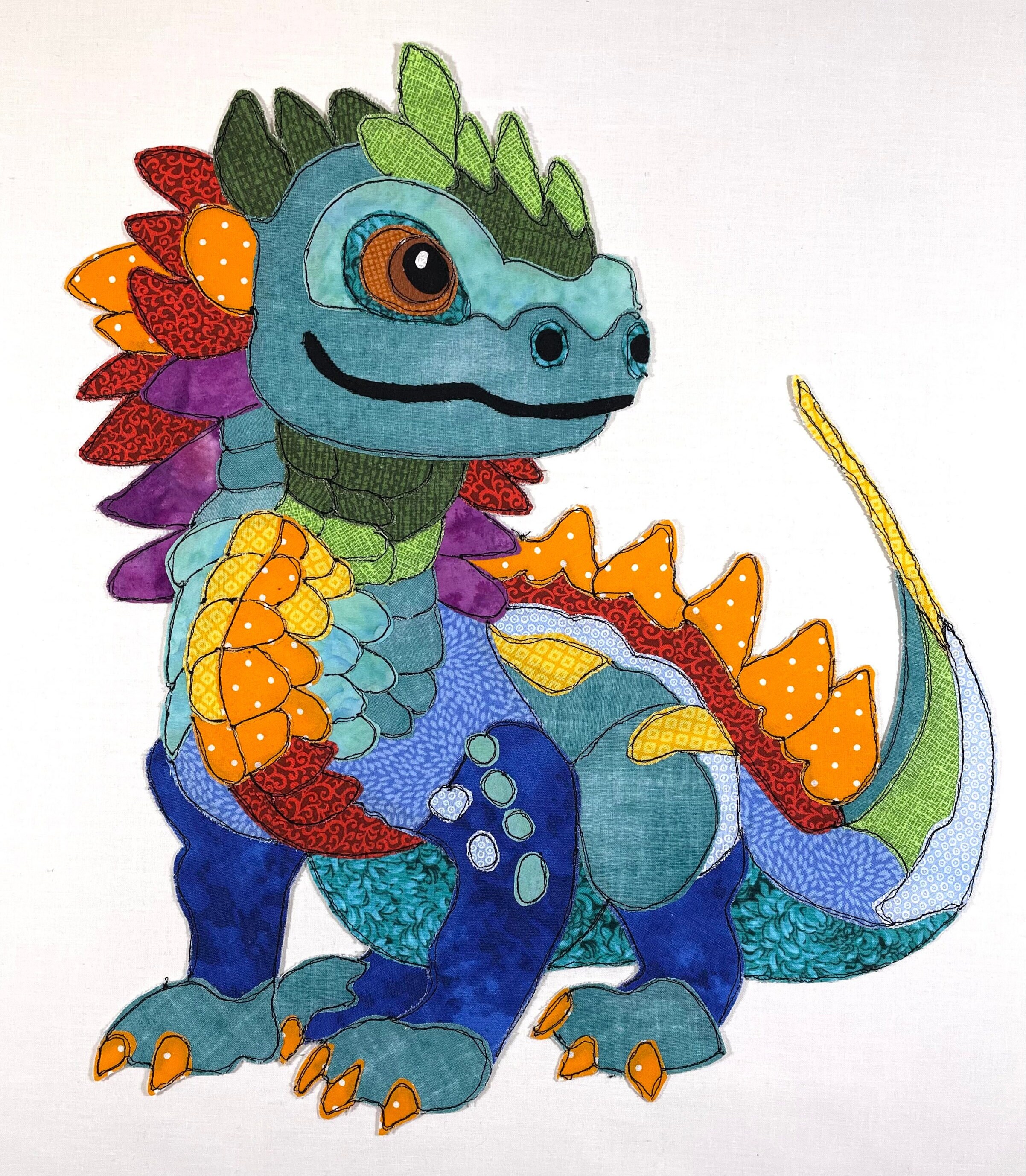 COLORFUL DINOSAUR Fabric Collage Pattern - Etsy