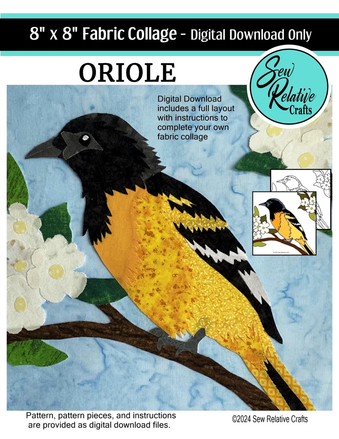 ORIOLE Fabric Collage Pattern - Etsy