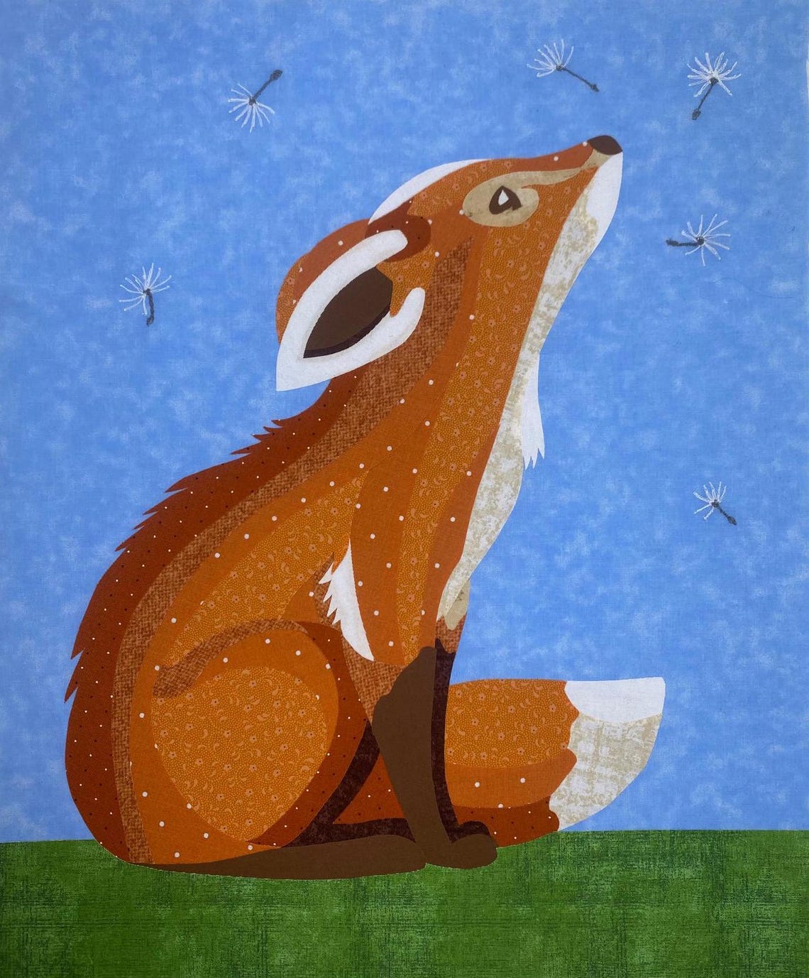 FOX WISHES Fabric Collage Pattern - Etsy