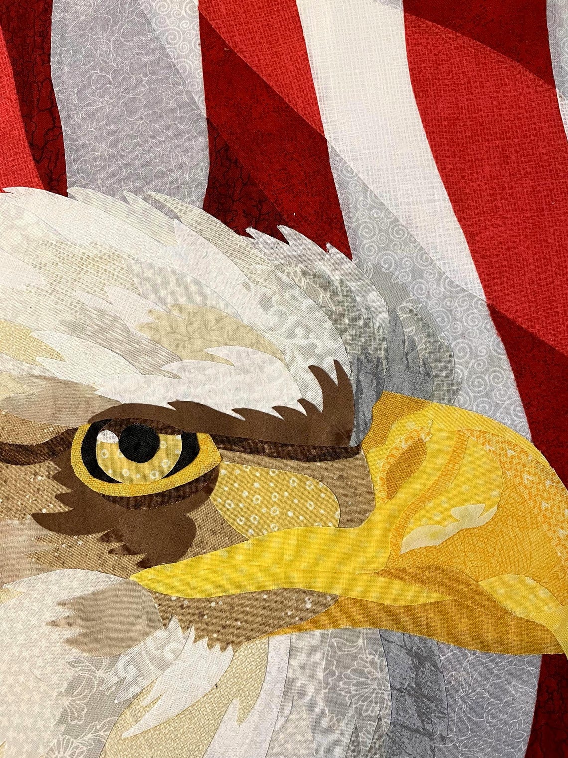 AMERICAN EAGLE Fabric Collage Pattern, Raw Edge Applique, Art Quilt - Etsy