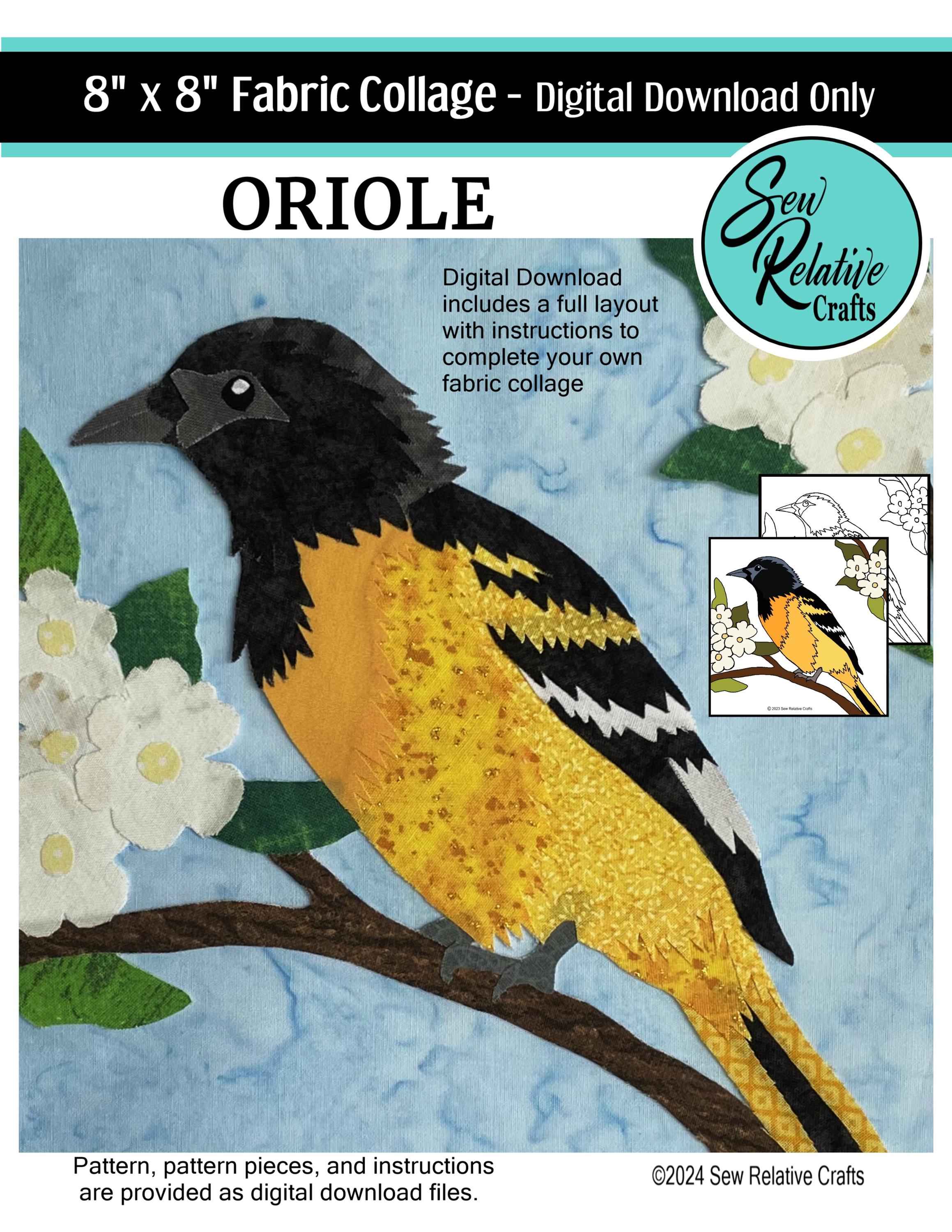 BIRD 4 Pack Fabric Collage Pattern - Etsy