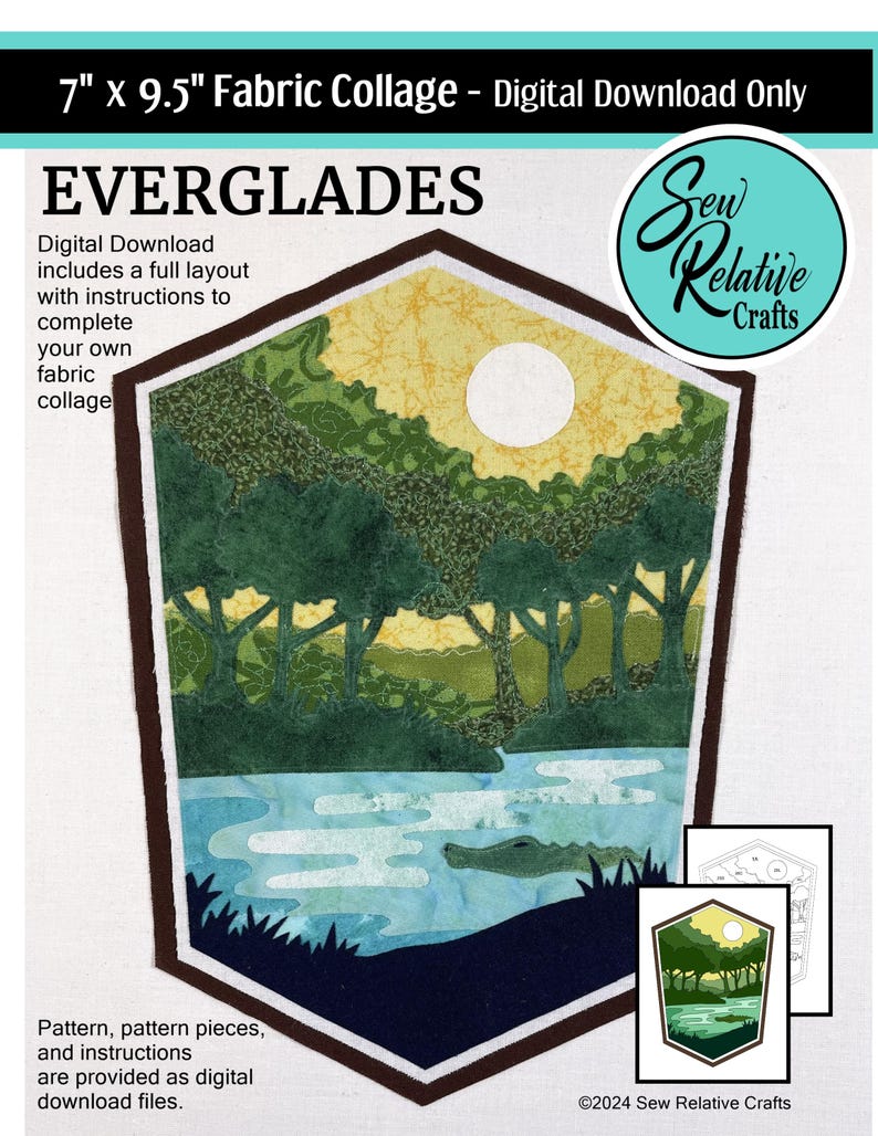 EVERGLADES National Park Fabric Collage Pattern - Etsy