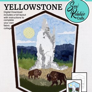 YELLOWSTONE National Park Fabric Collage Pattern - Etsy