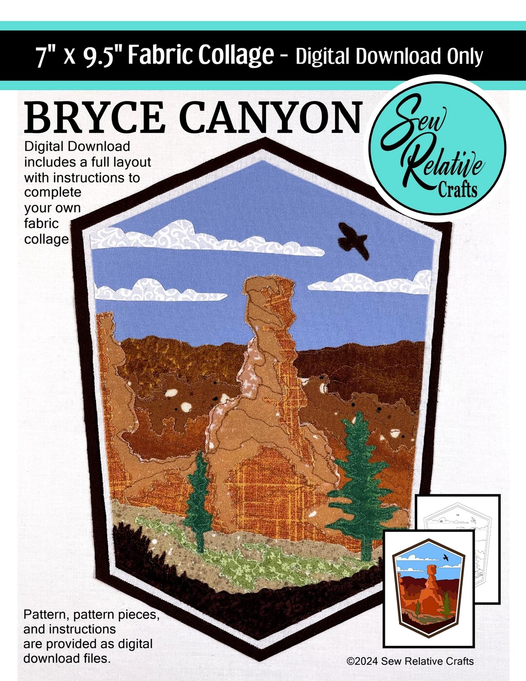 BRYCE CANYON National Park Fabric Collage Pattern - Etsy