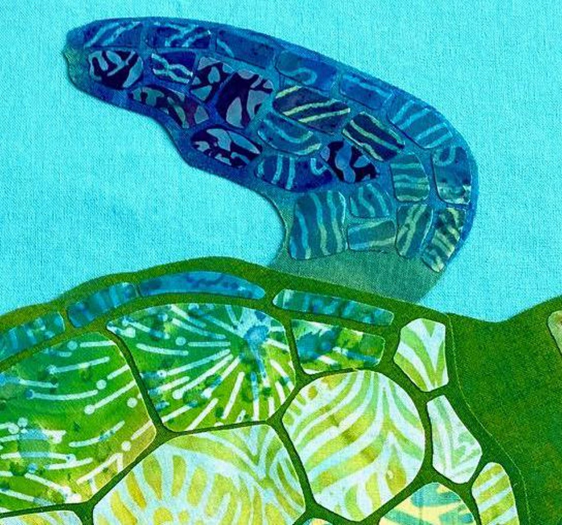 SEA TURTLE Fabric Collage PDF Pattern - Etsy