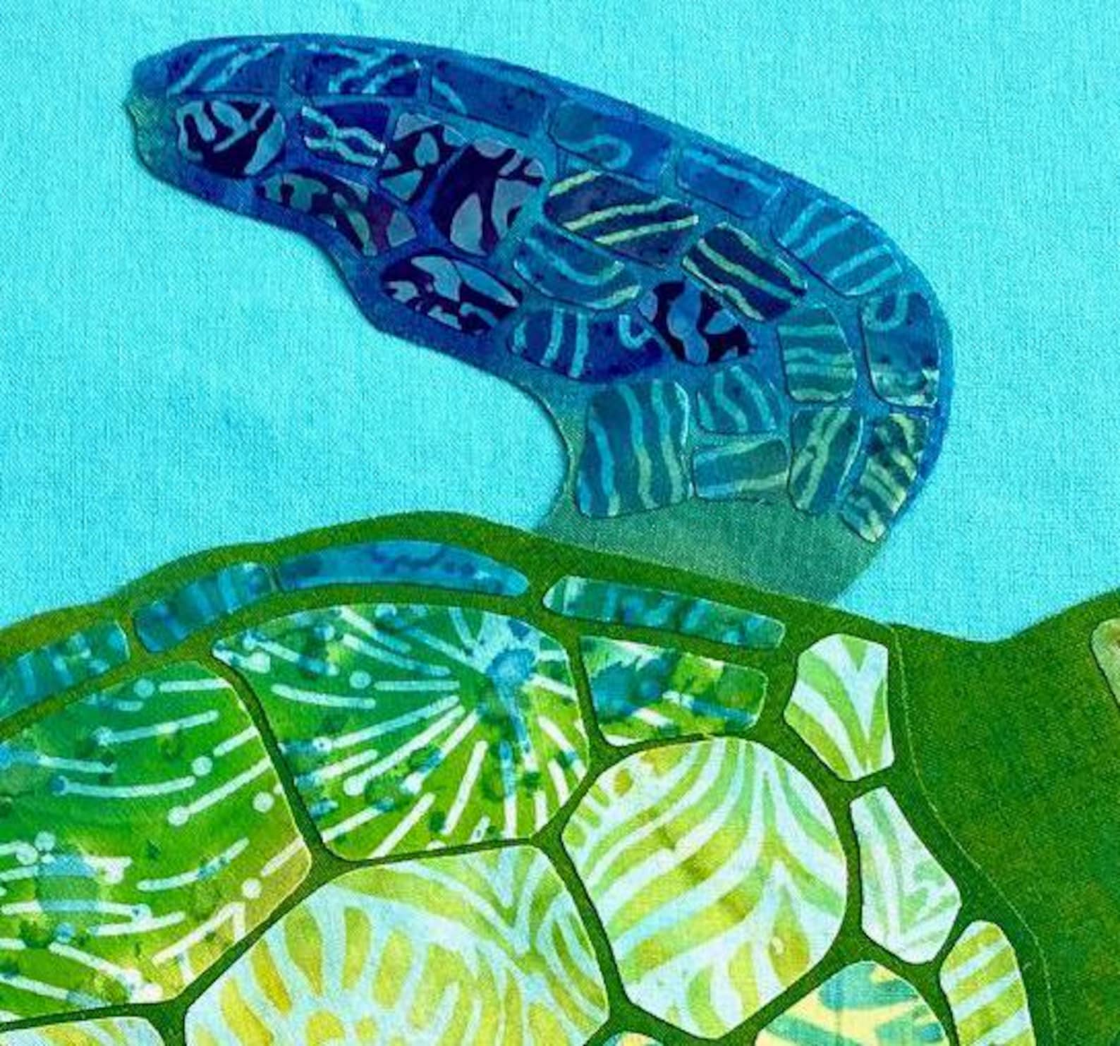 SEA TURTLE Fabric Collage PDF Pattern - Etsy