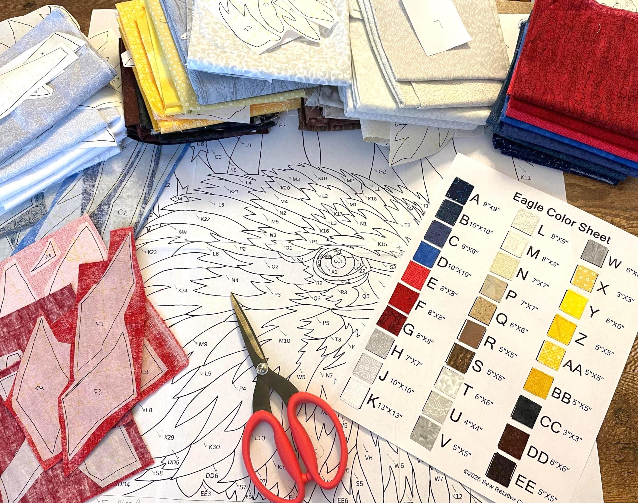 AMERICAN EAGLE Fabric Collage Pattern, Raw Edge Applique, Art Quilt - Etsy