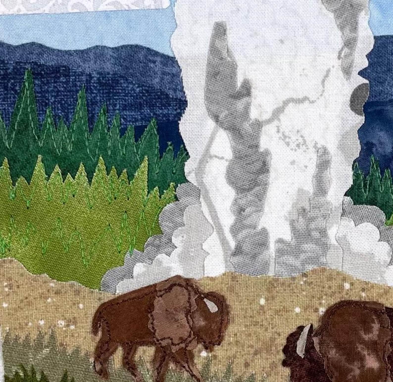 YELLOWSTONE National Park Fabric Collage Pattern - Etsy